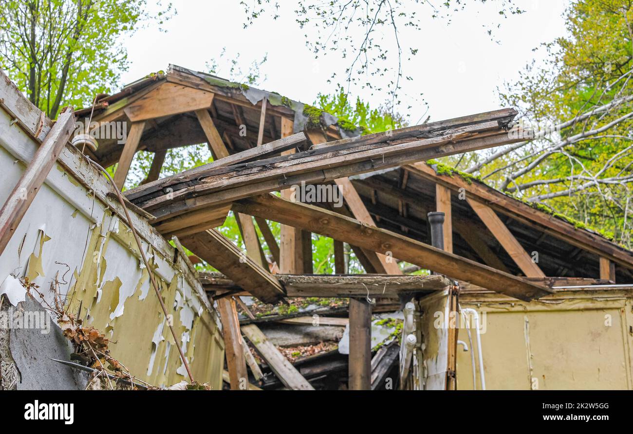 Broken destroyed old house in forest Germany Stock Photo - Alamy