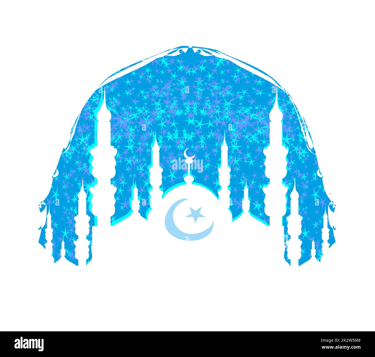 Ramadan kareem card with crescent arabian and the silhouette of the ...