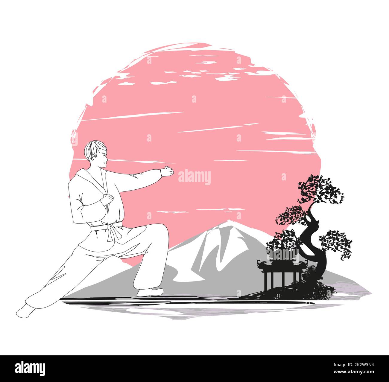 Creative abstract illustration of karate fighter Stock Photo - Alamy