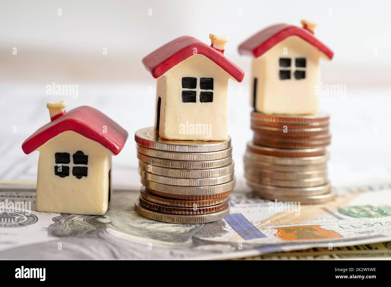 House on stack coins, mortgage home loan finance concept Stock Photo ...