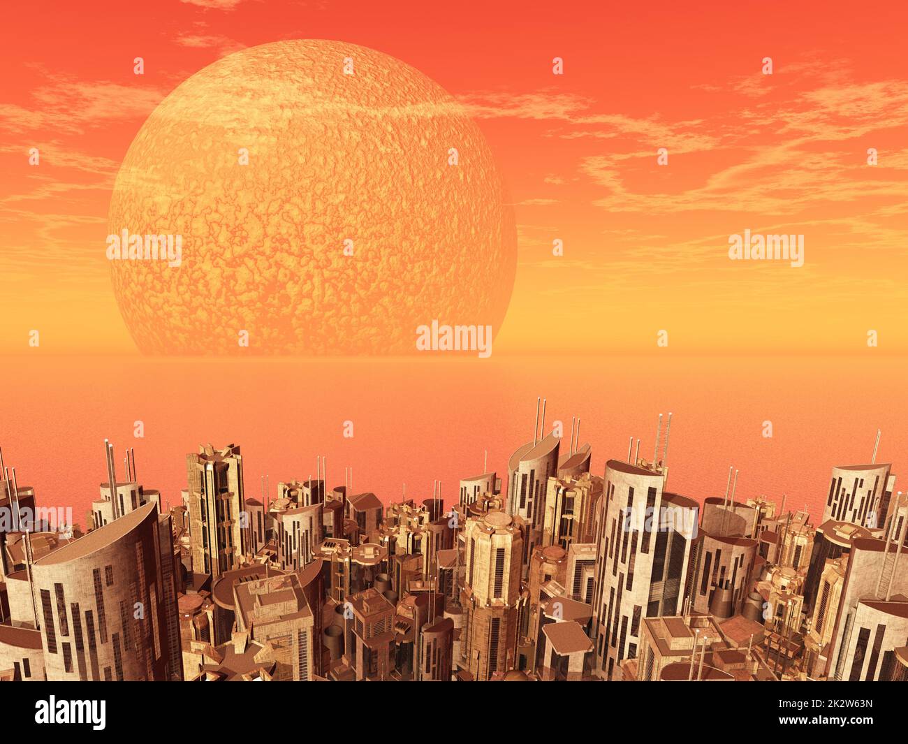 Futuristic city in a distant world Stock Photo - Alamy