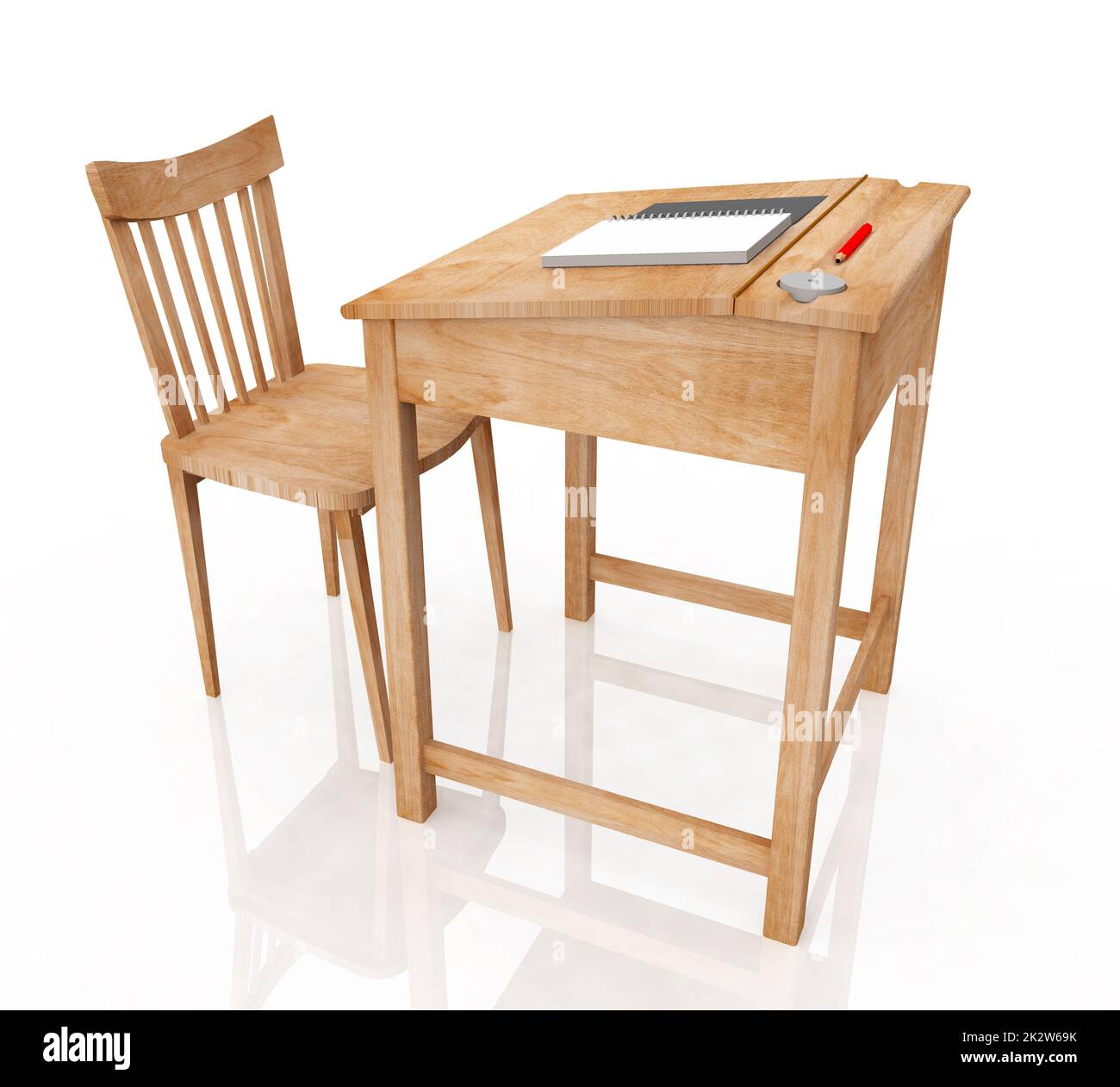 Wooden desk and chair Stock Photo - Alamy