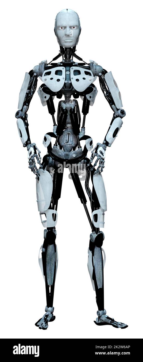 3D Rendering Male Robot on White Stock Photo - Alamy