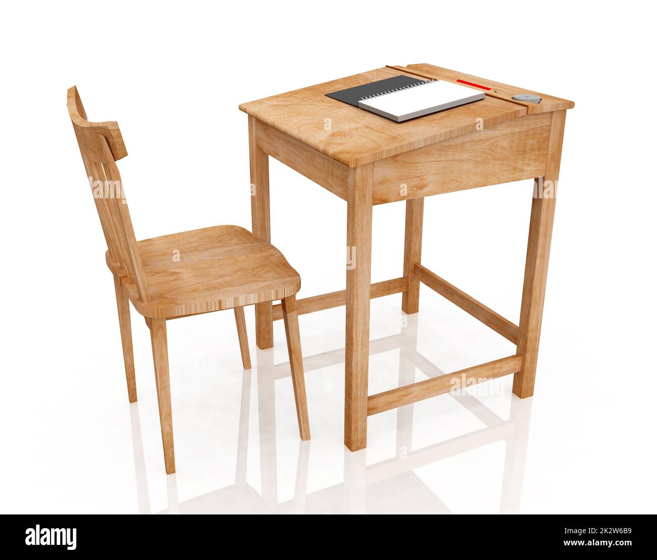 Wooden desk and chair Stock Photo - Alamy