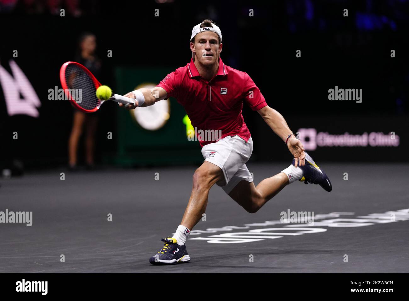 Team World's Diego Schwartzman in action against Team Europe's Stefanos ...
