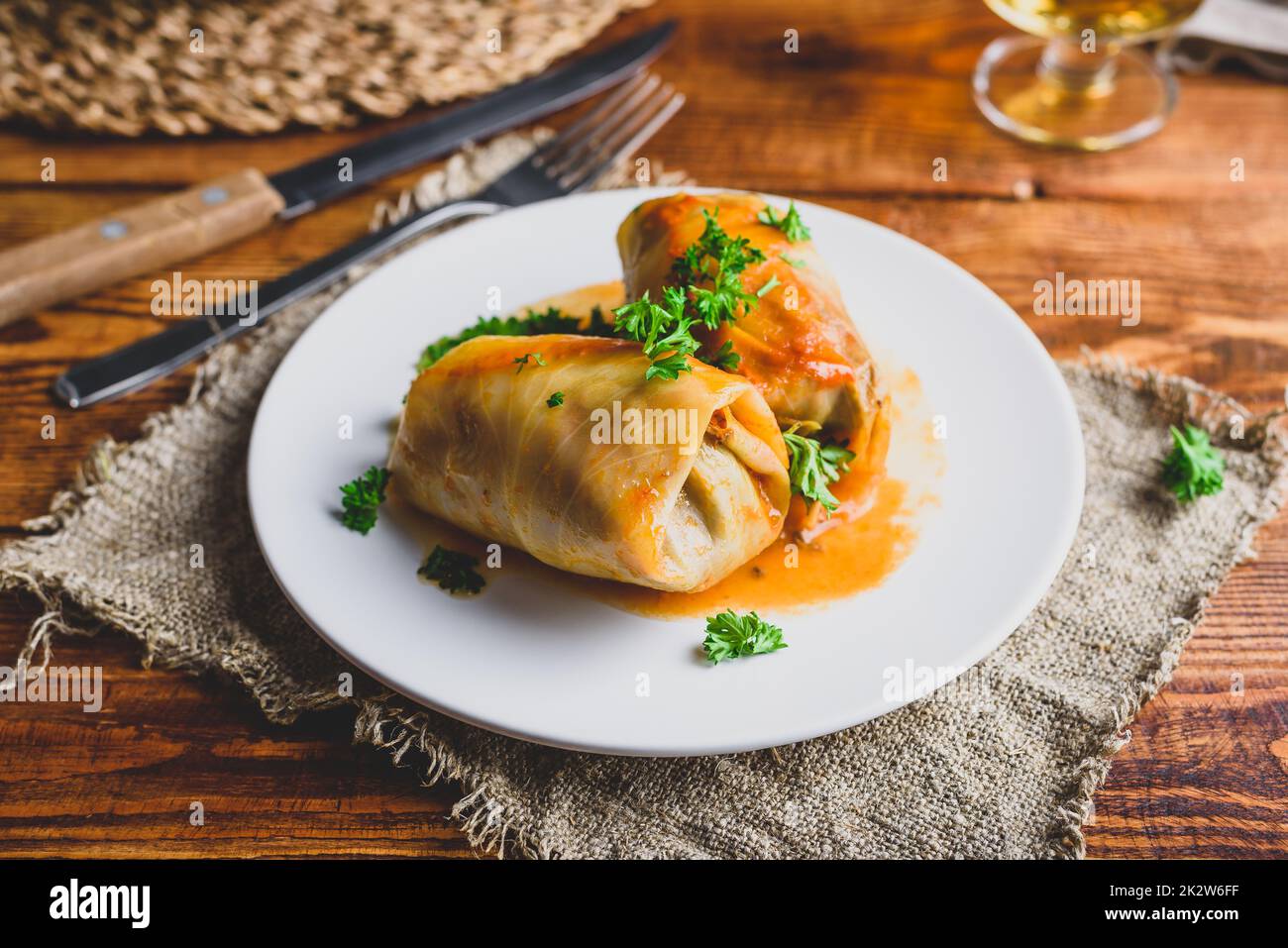 Two Cabbage Rolls Stuffed with Minced Beef Stock Photo - Alamy