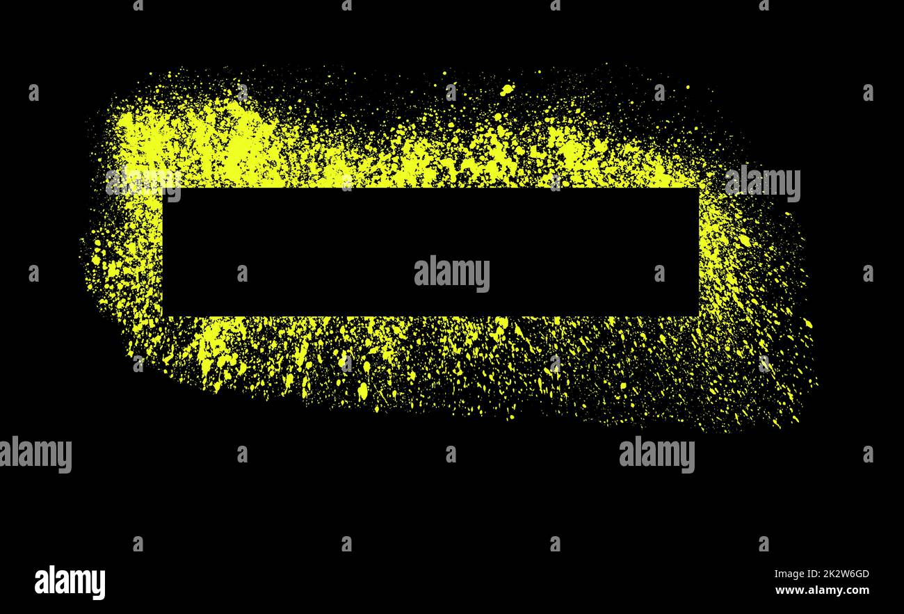 Hand made yellow graffiti frame on black color Stock Photo - Alamy