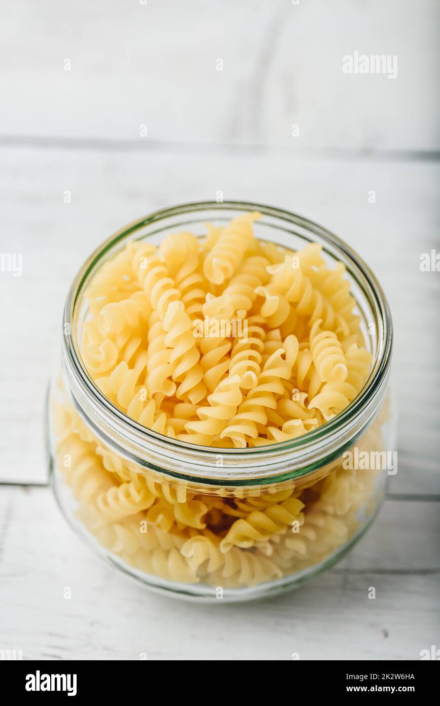 Jar of fusilli pasta Stock Photo - Alamy