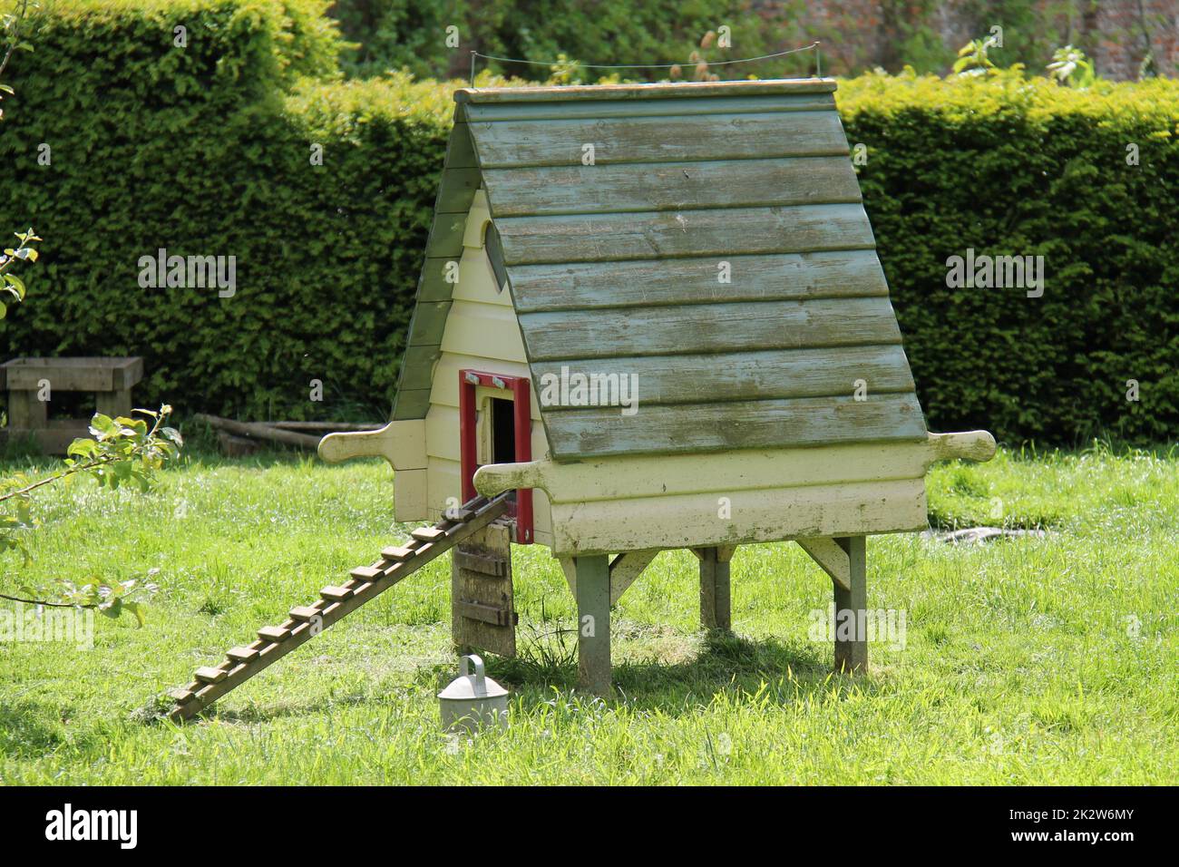 A Moveable Wooden Hen House in a Garden Orchard Stock Photo - Alamy