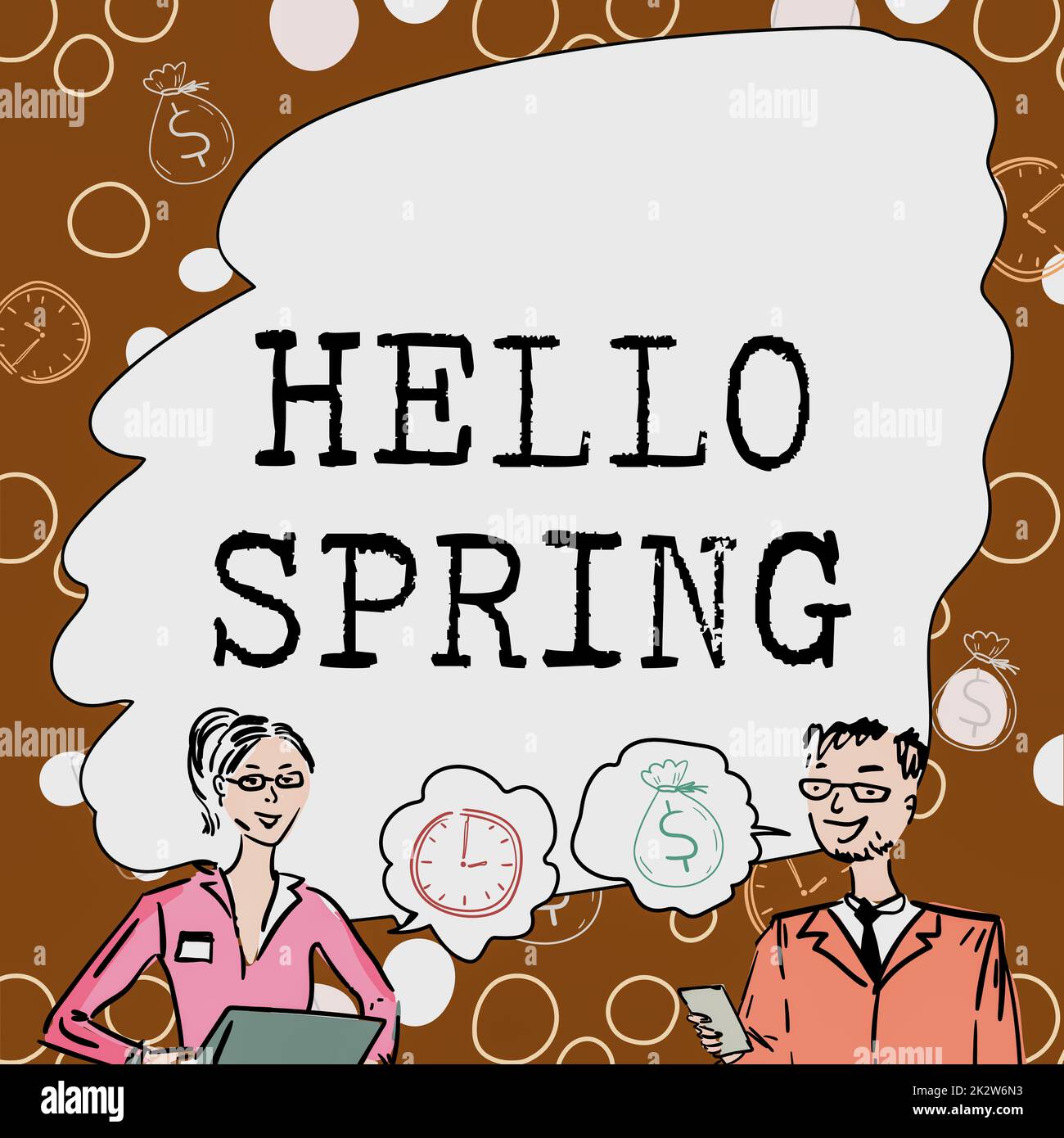 Text showing inspiration Hello Spring. Concept meaning Welcoming the ...