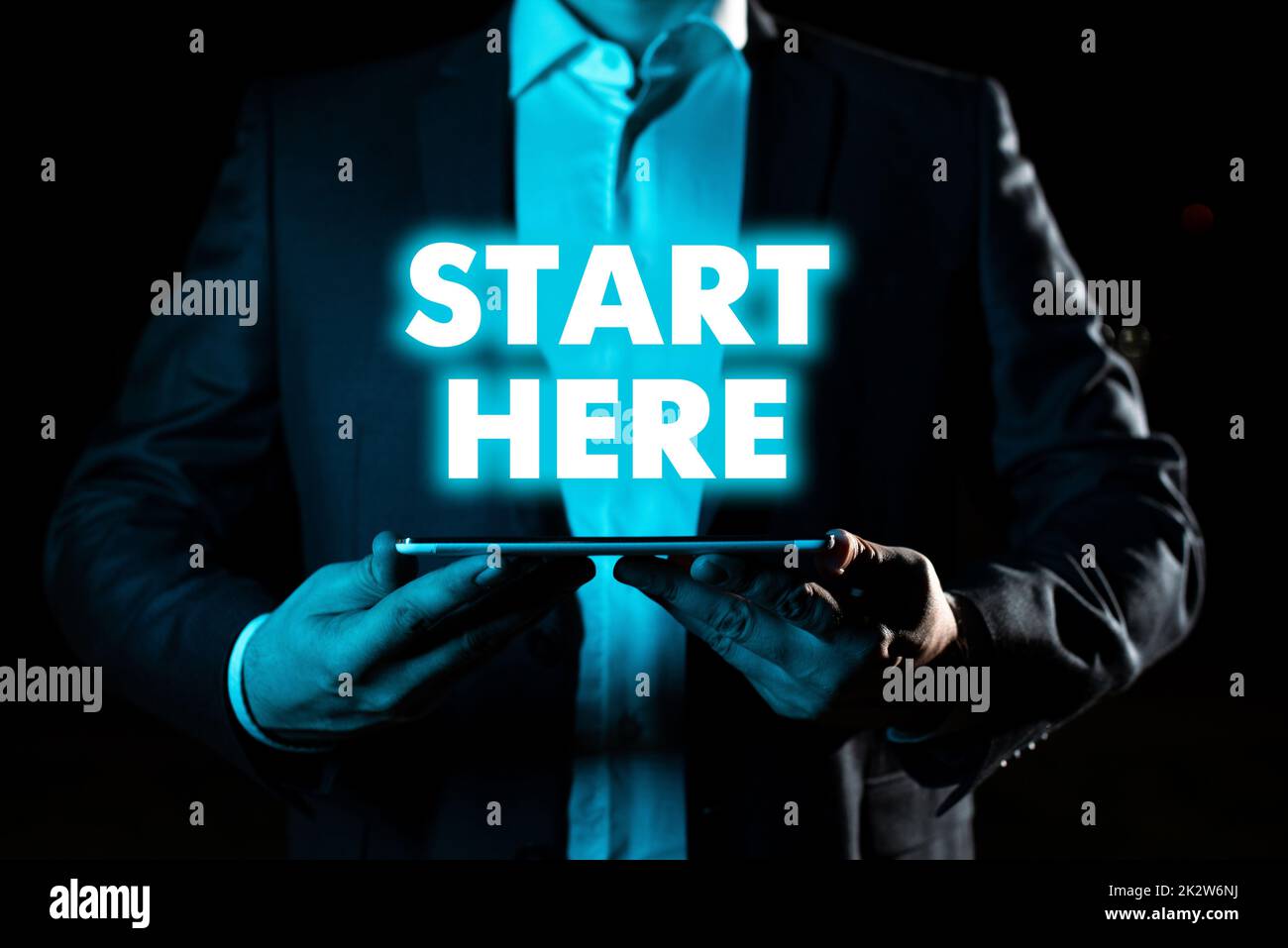 Inspiration showing sign Start Here. Business overview telling someone ...