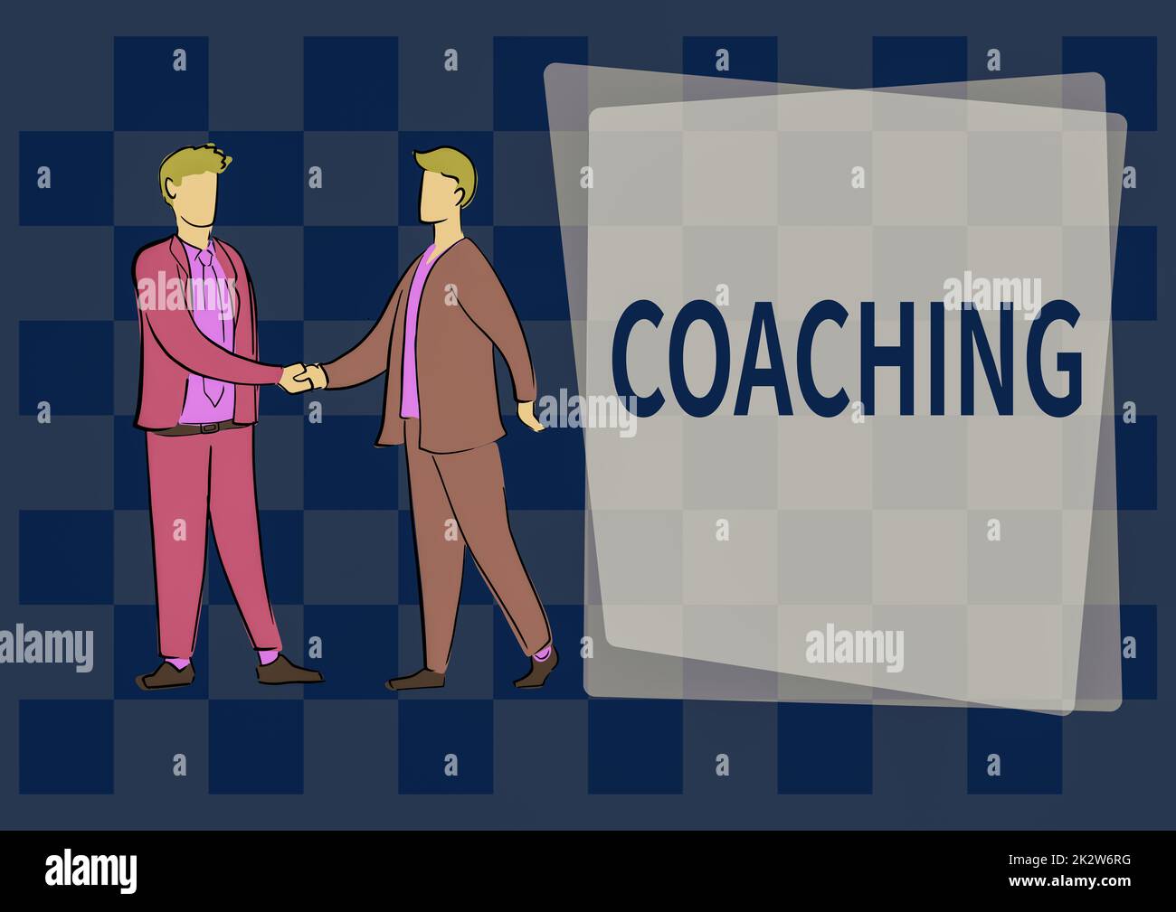 Handwriting text Coaching. Business showcase person supports client in ...