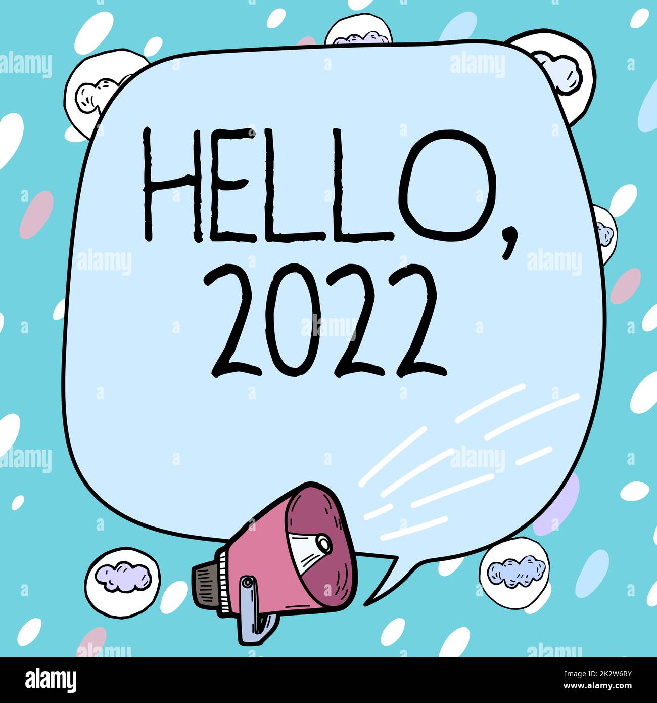 Handwriting text Hello 2022. Concept meaning expression or gesture of greeting answering the ...