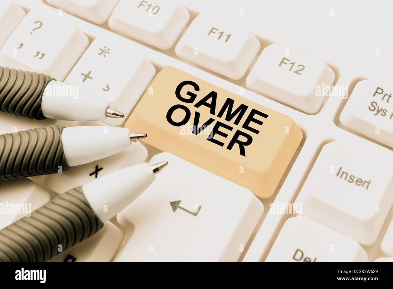 Writing displaying text Game Over. Word Written on A situation in a ...