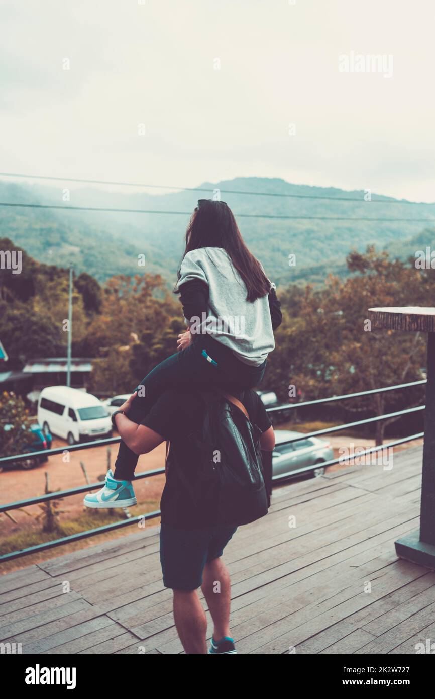 The siblings enjoying their vacation in Kundasang, Sabah, Malaysia ...