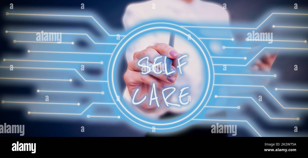 Hand writing sign Self Care. Word Written on Give comfort to your own ...