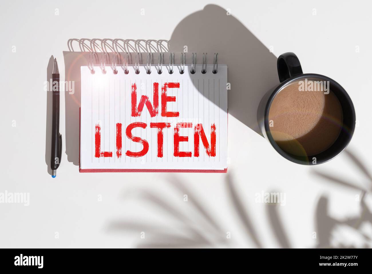 Handwriting text We Listen. Word Written on Group of showing that is ...