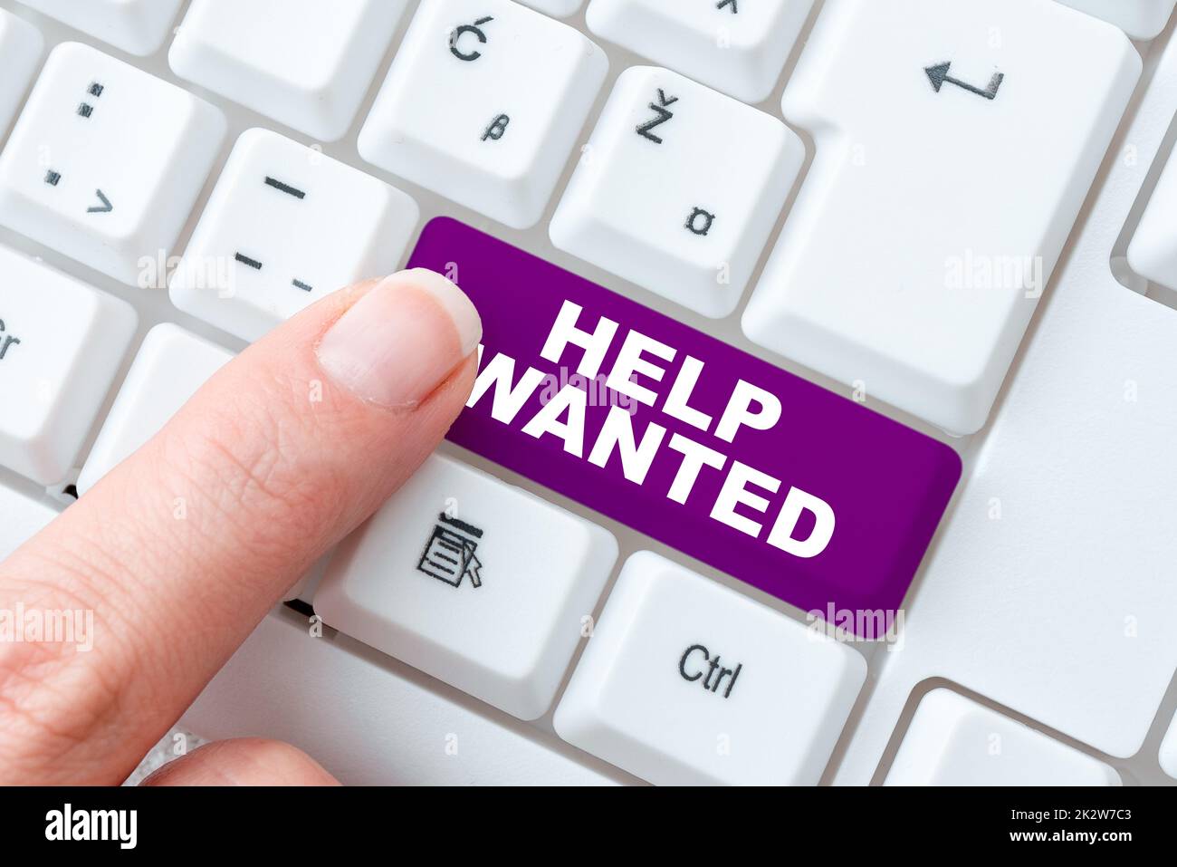 Sign displaying Help Wanted. Concept meaning advertisement placed in ...