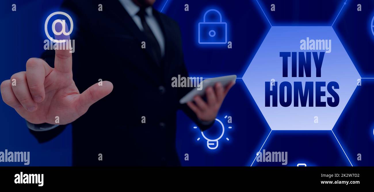 Conceptual display Tiny Homes. Business approach houses contain one ...