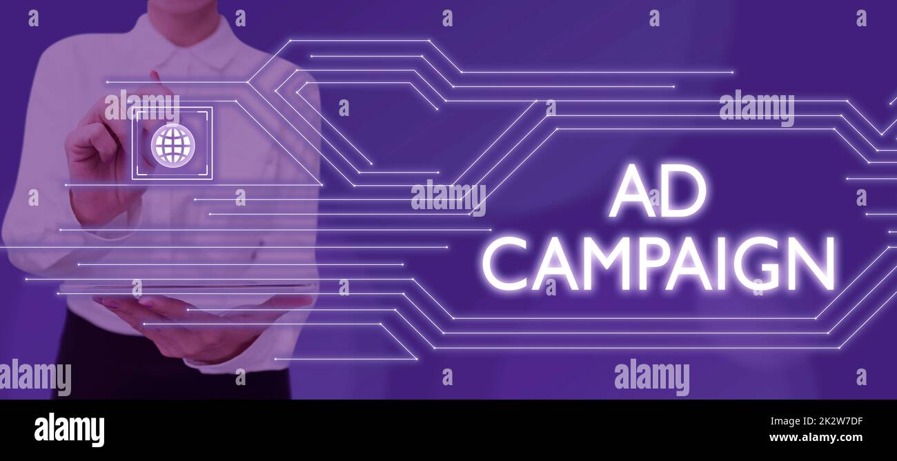 Sign displaying Ad Campaign. Business showcase promotion of specific ...