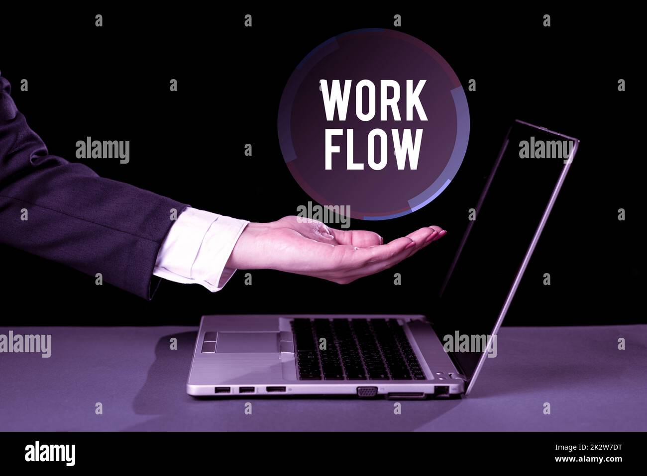 Sign displaying Work Flow. Business approach Continuity of a certain ...