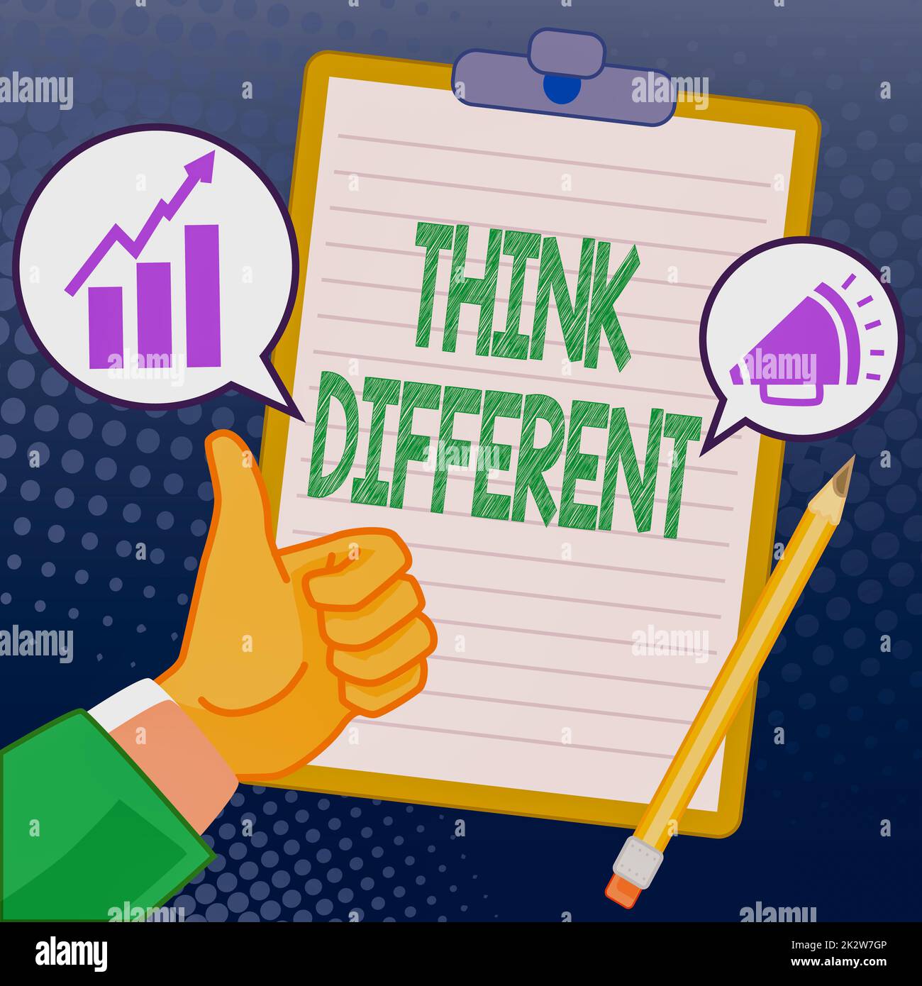 Sign displaying Think Different. Business approach be unique with your ...