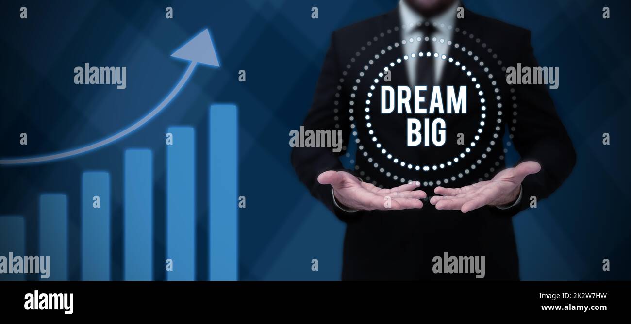 Text caption presenting Dream Big. Concept meaning To think of ...