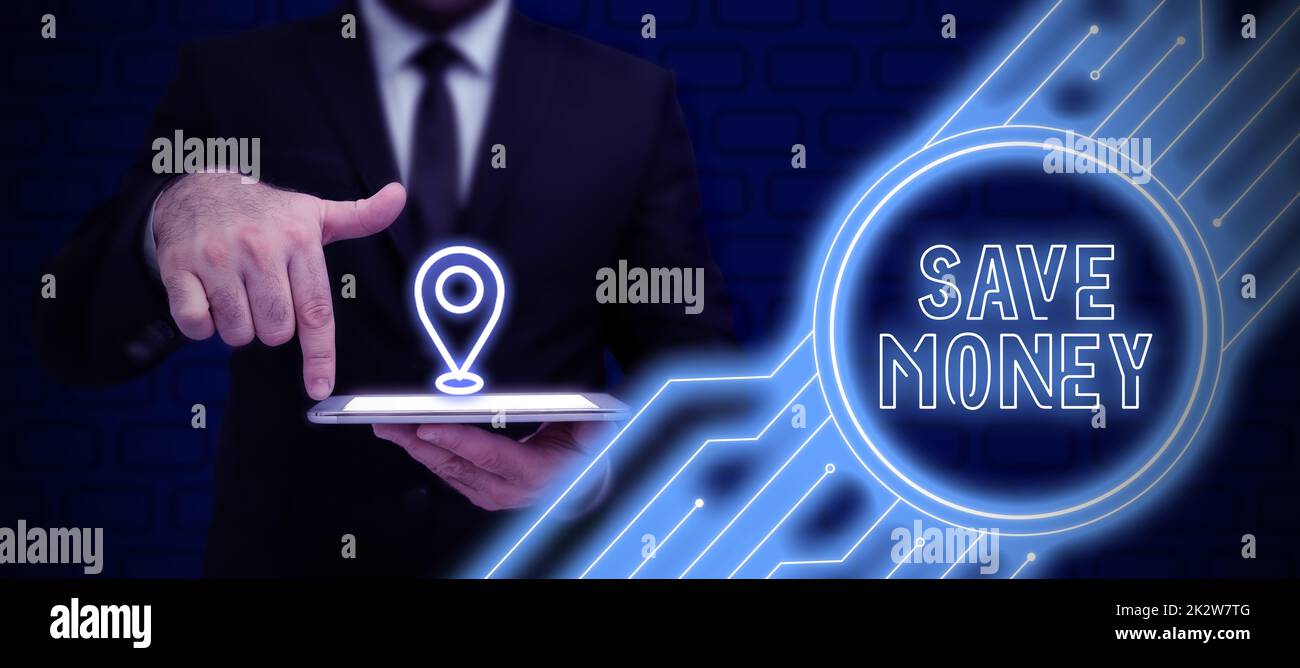 Text caption presenting Save Money. Business concept store some of your ...