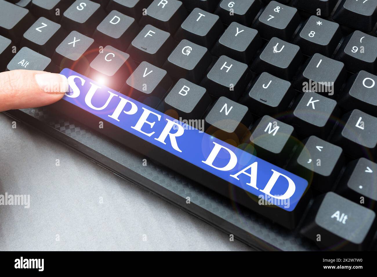 Conceptual caption Super Dad. Word for Children idol and super hero an ...