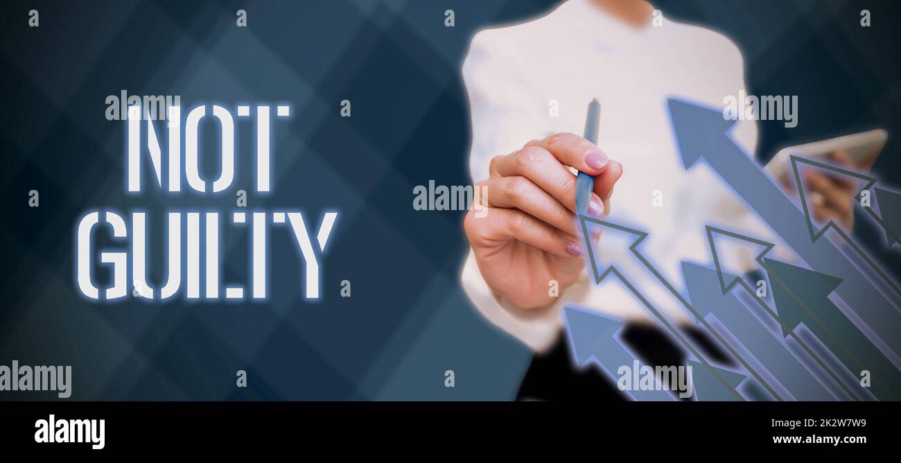 Text sign showing Not Guilty. Business idea someone is innocent didnt ...