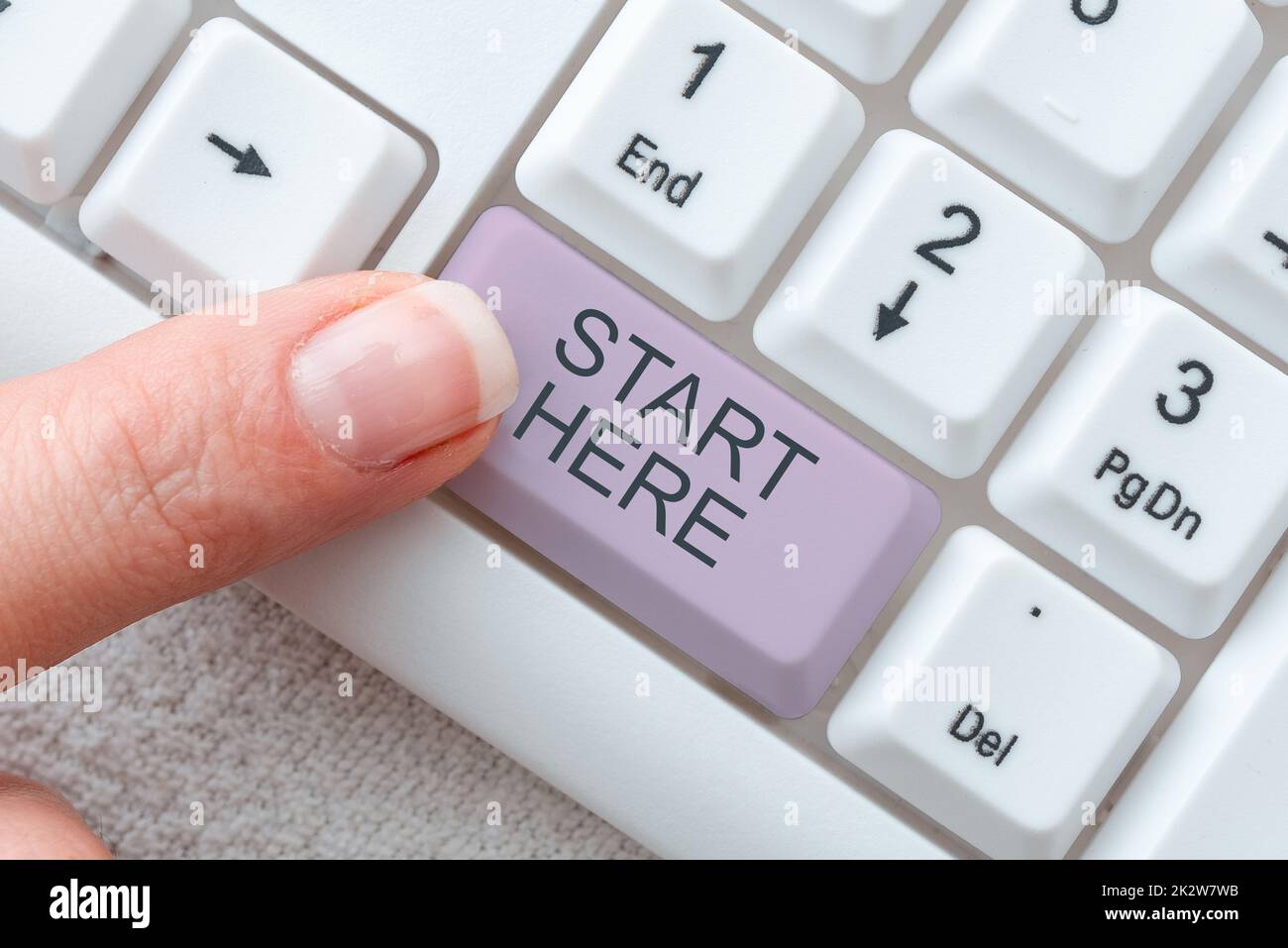 Writing displaying text Start Here. Internet Concept telling someone ...