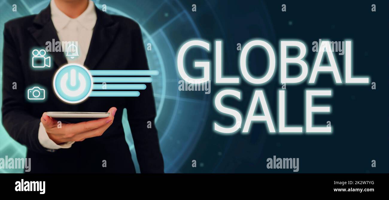 Inspiration showing sign Global Sale. Business overview managers ...