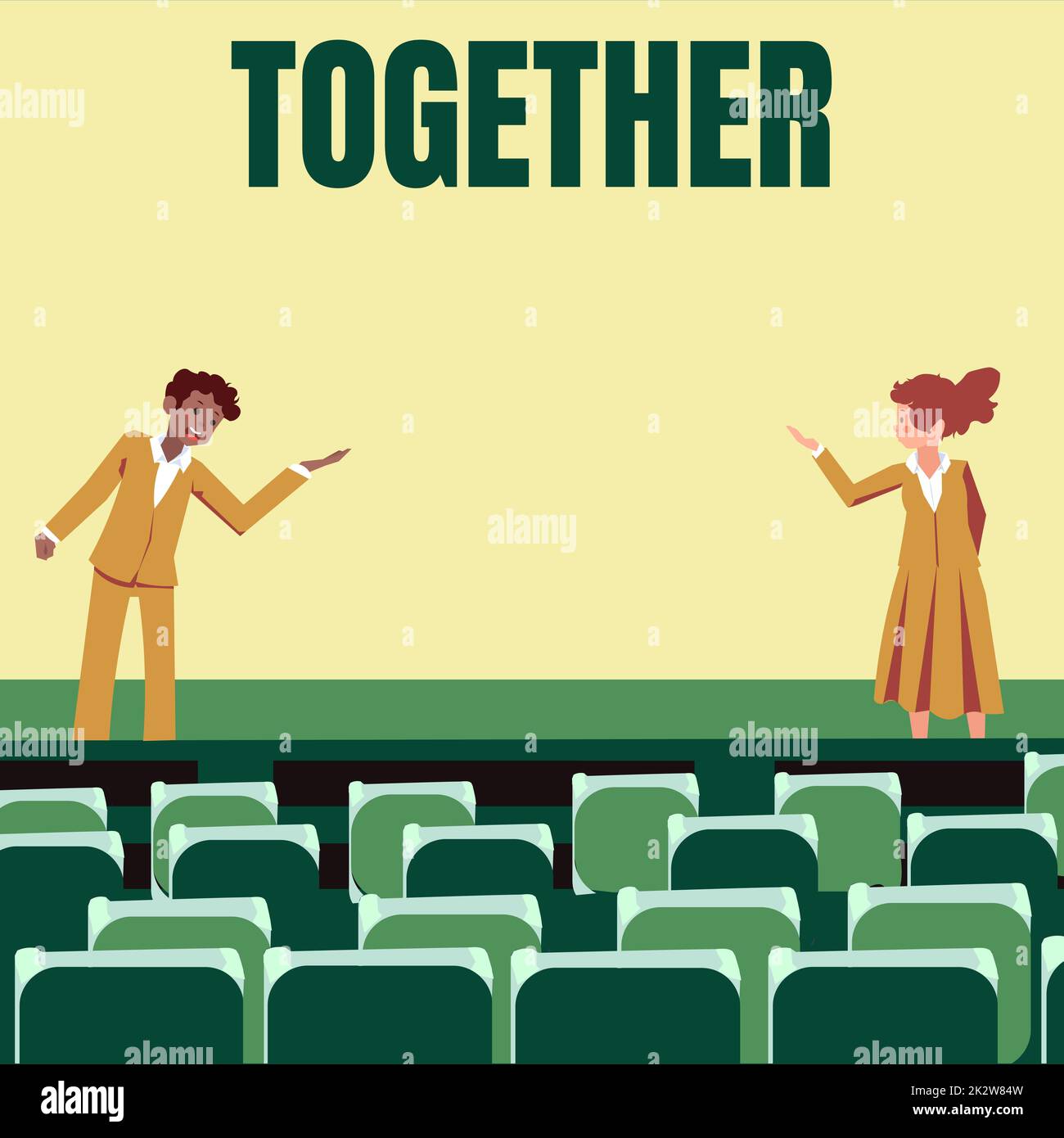 Sign displaying Together. Conceptual photo In proximity,union or ...