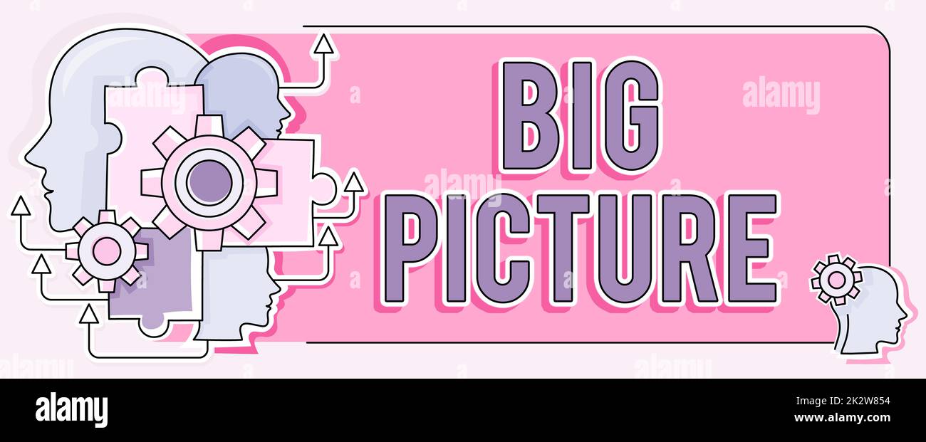 Hand writing sign Big Picture. Business showcase most important facts ...