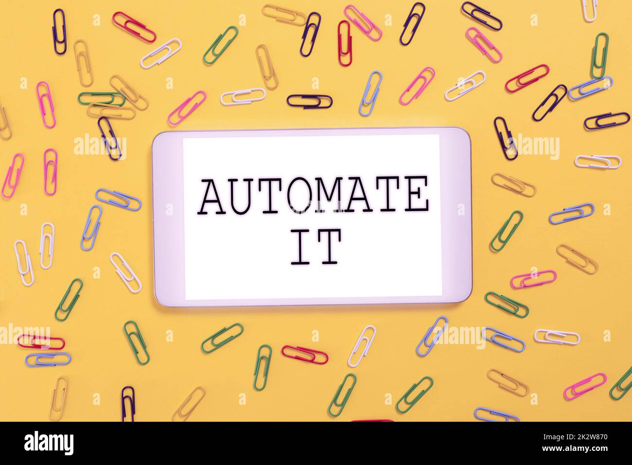 Hand writing sign Automate It. Business concept convert process or ...