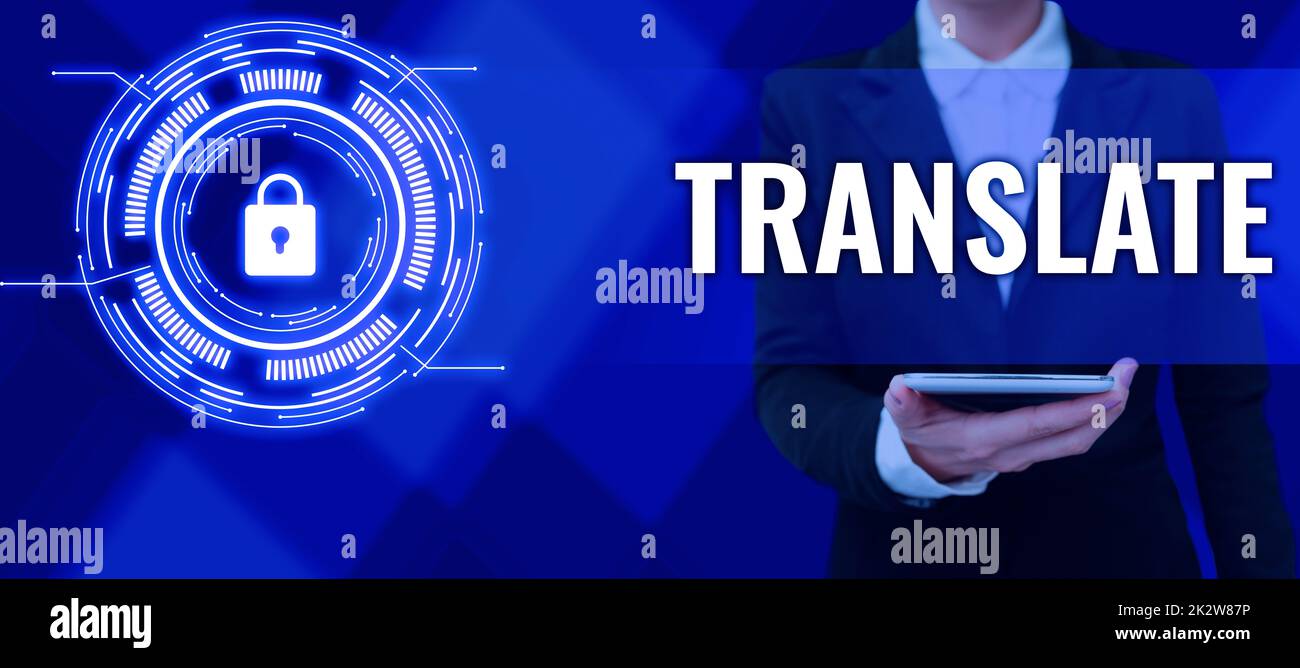 Hand writing sign Translate. Concept meaning Another word with same ...