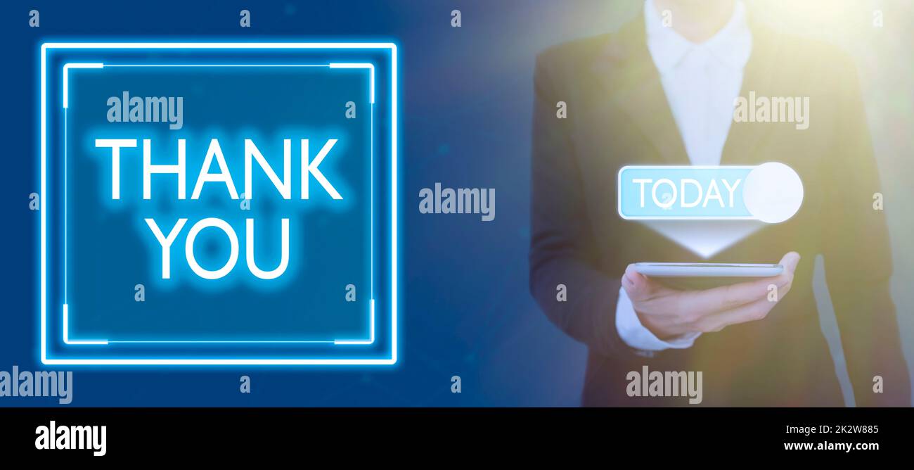 Text showing inspiration Thank You. Business approach replaying on ...