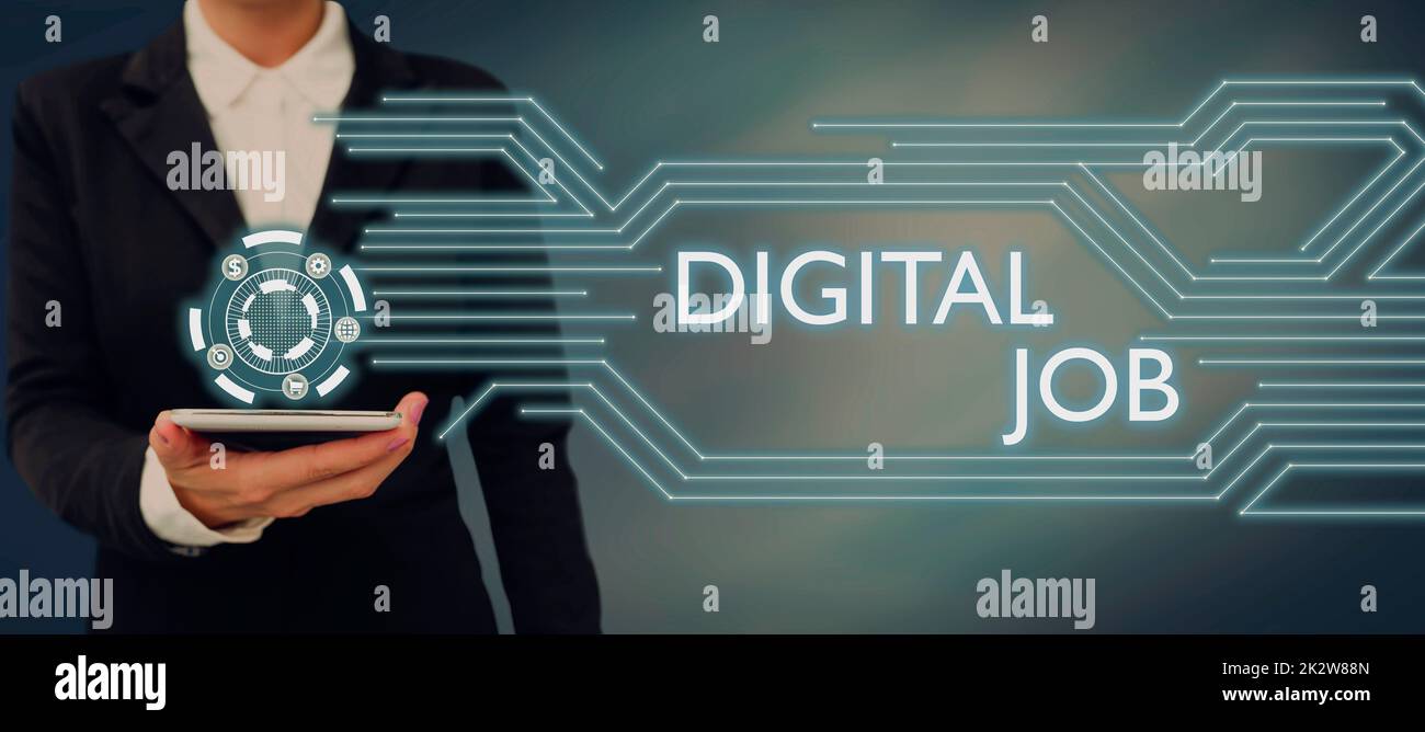 Hand writing sign Digital Job. Internet Concept get paid task done ...