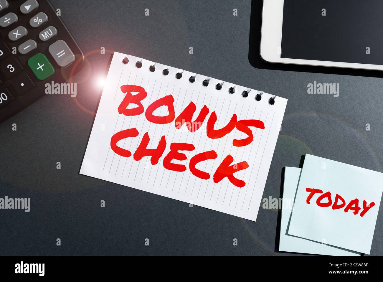 Sign displaying Bonus Check. Business overview something in addition to ...