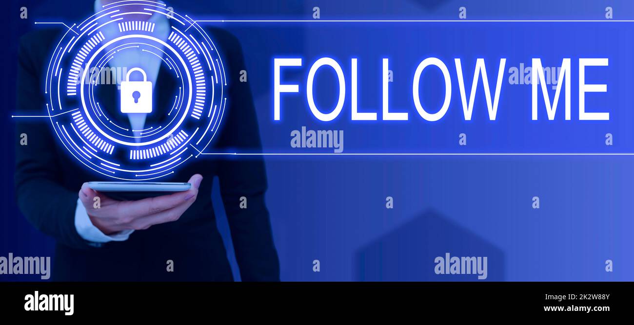 Text showing inspiration Follow Me. Word for Inviting a person or group ...