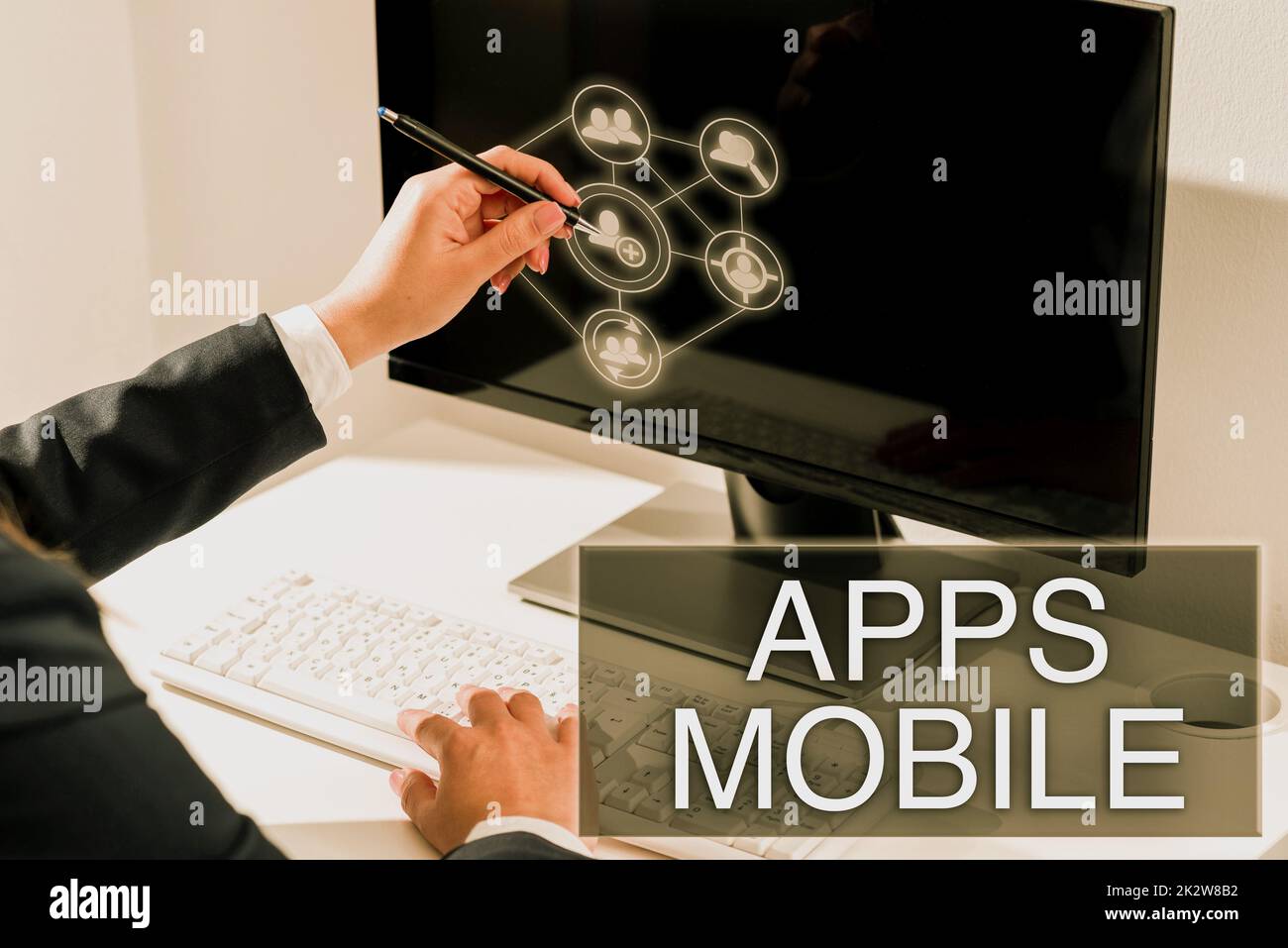 Writing displaying text Apps Mobile. Word for computer program designed to run on phone hand ...