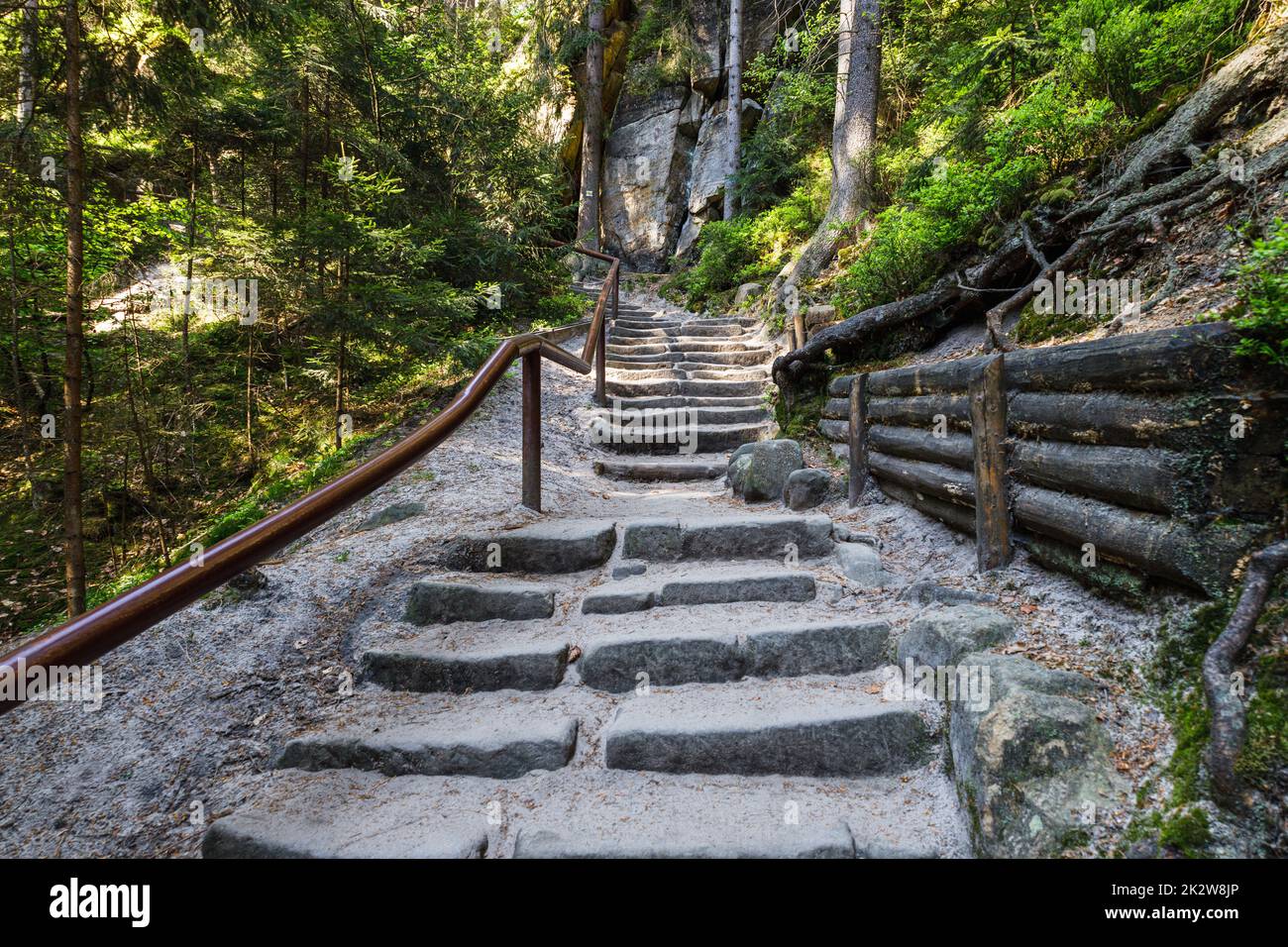 Tourist pathway in the Adrspach-Teplice Rocks Nature Reserve, Czech ...