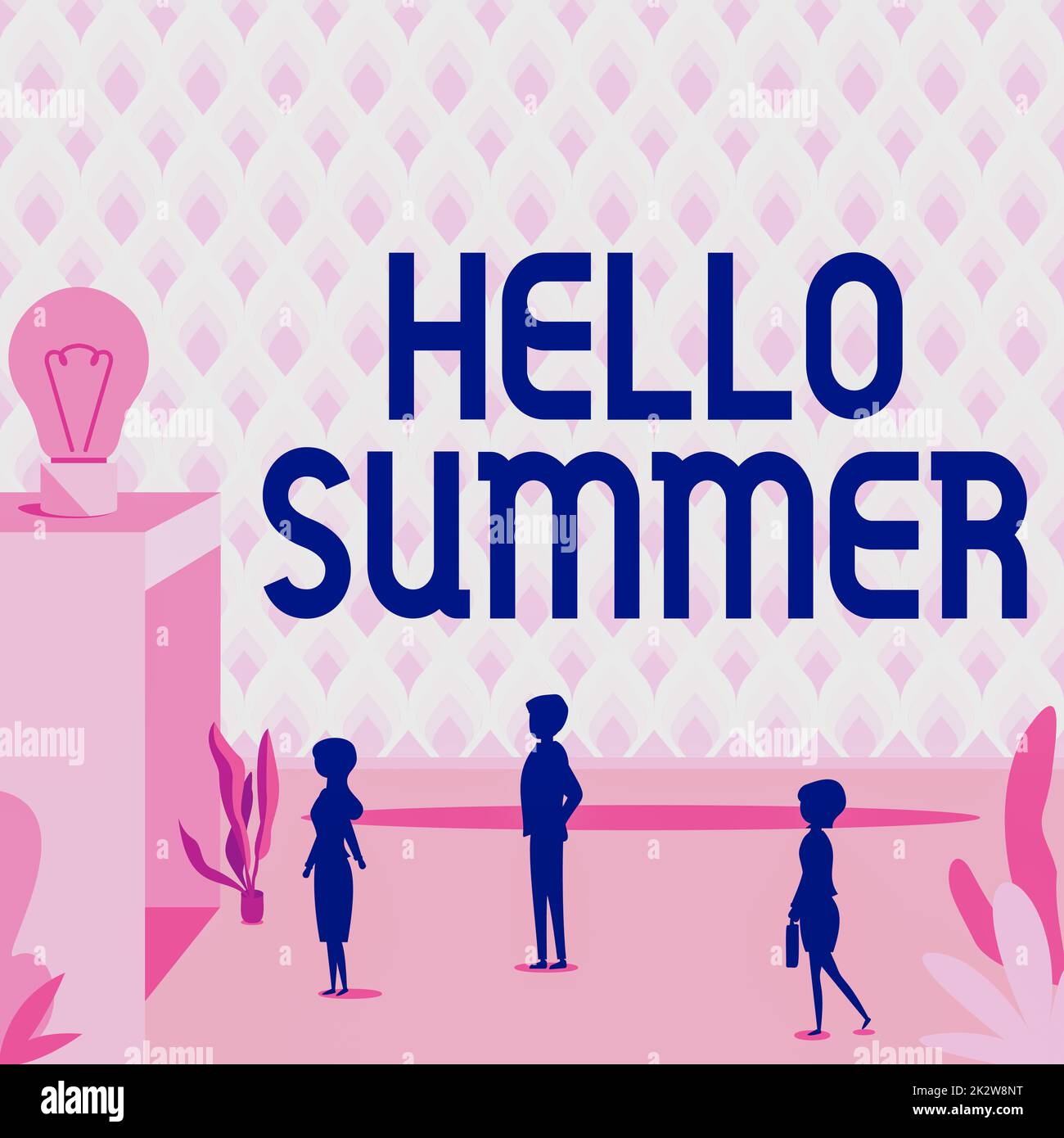 Text caption presenting Hello Summer. Word for Welcoming the warmest ...