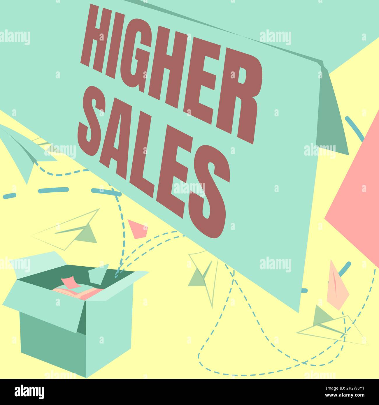 Sign displaying Higher Sales. Word Written on The average sold products ...