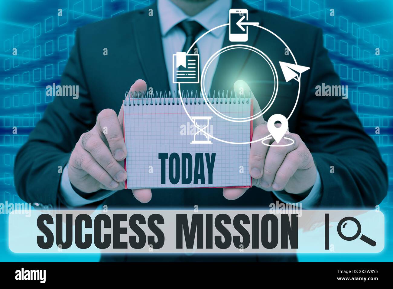 Hand writing sign Success Mission. Internet Concept getting job done in ...