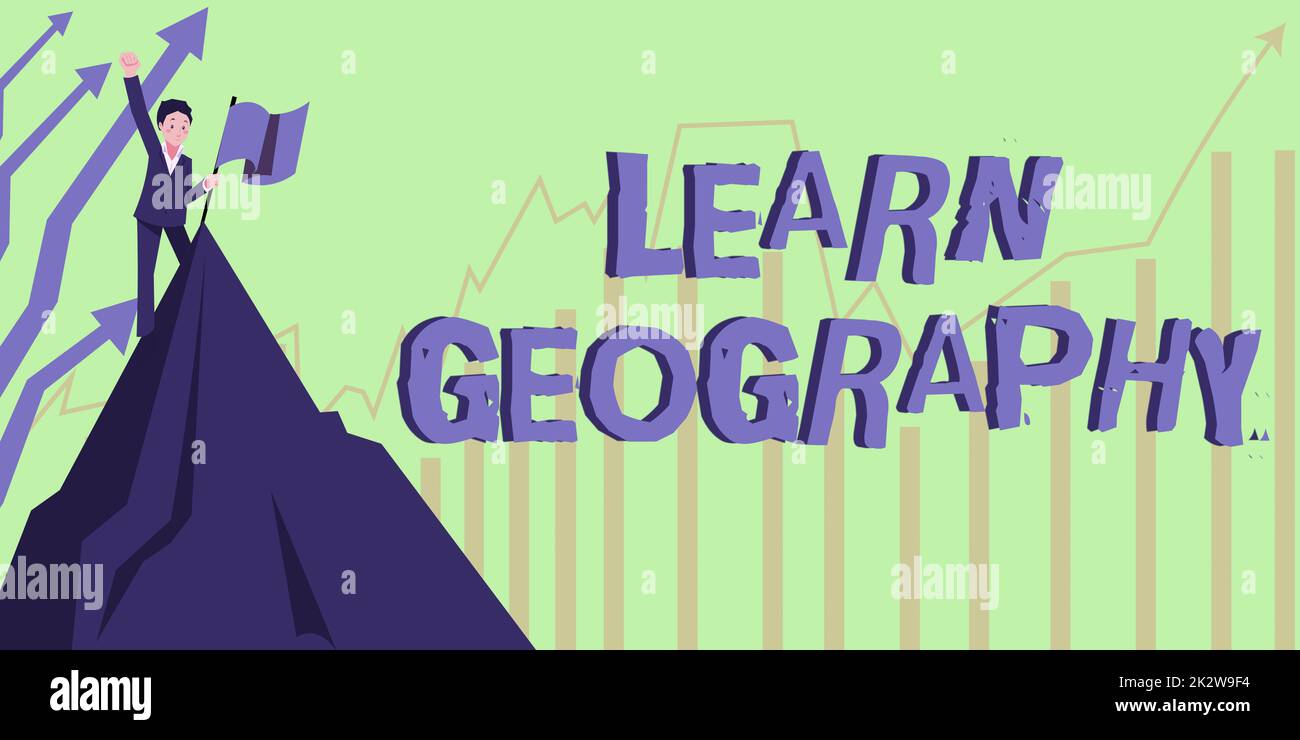 Text caption presenting Learn Geography. Business idea study of ...