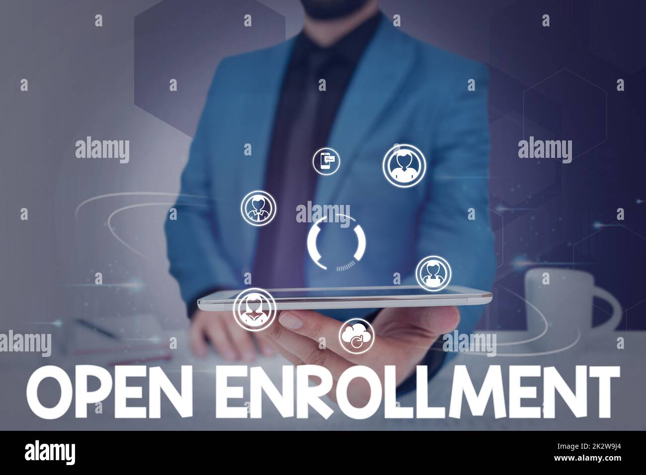 Sign displaying Open Enrollment. Concept meaning The yearly period when ...