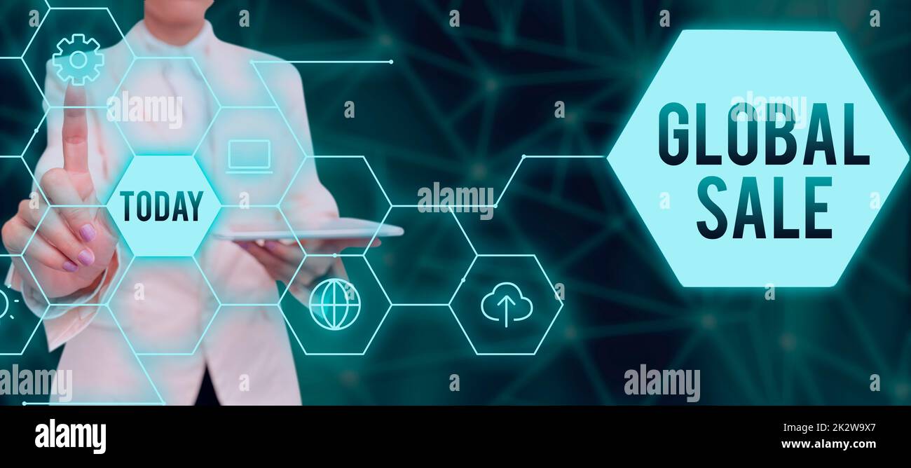 Text sign showing Global Sale. Business overview managers operations ...