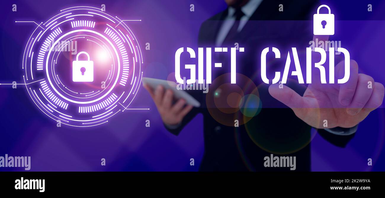 Text showing inspiration Gift Card. Business idea A present usually ...
