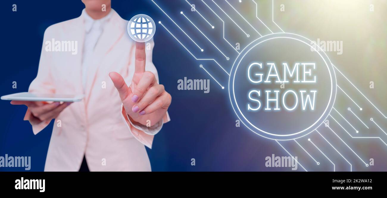 Inspiration showing sign Game Show. Business overview Program in ...